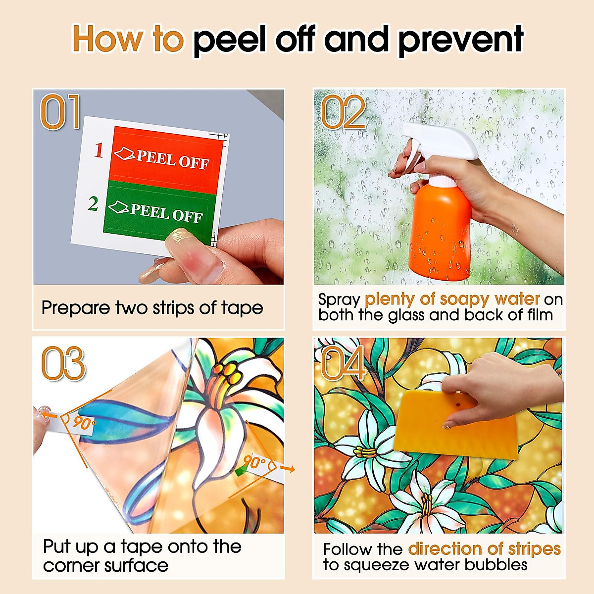 Coavas Window Privacy Film, Frosted Stained Glass Window Film Decorative Window Cling Privacy Film for Glass Windows, Bathroom Non Adhesive Window Tint for Home (Vinyl, 17.5" x 78.7 ")