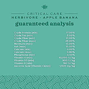 Oxbow Animal Health Critical Care, Herbivore, Apple-Banana Flavor, 454 Gram Bag, 1-lbs (70105)