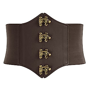 Scarlet Darkness Corset Belt for Women Steampunk Goth Pirate Buckles Wide Waist Cincher Brown XL