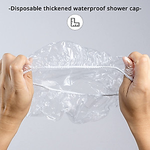 YEEPSYS Disposable Shower Cap, Waterproof Clear Bath Caps, Hotel Travel Spa Salon Bathing Hair Cap for Women, Men, Boys, Girls