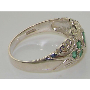 925 Sterling Silver Natural Emerald Womens Promise Ring - Size 8.75