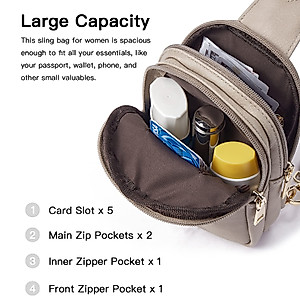 Telena Small Sling Bag for Women Vegan Leather Fashionable Fanny Pack Crossbody Bags for Women Chest Bag for Travel Cloud Grey