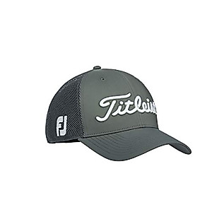 Titleist Men's Tour Performance Mesh Golf Hat, Charcoal/White