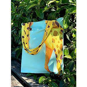 Giraffe Gifts for Women - Funny Giraffe Decor - Giraffe Lover Gift Bag for Women - Canvas Reusable Large Halloween Tote Bag for Grocery Shopping Beach - Book Tote Bag - Teacher Tote (Green - Giraffe)