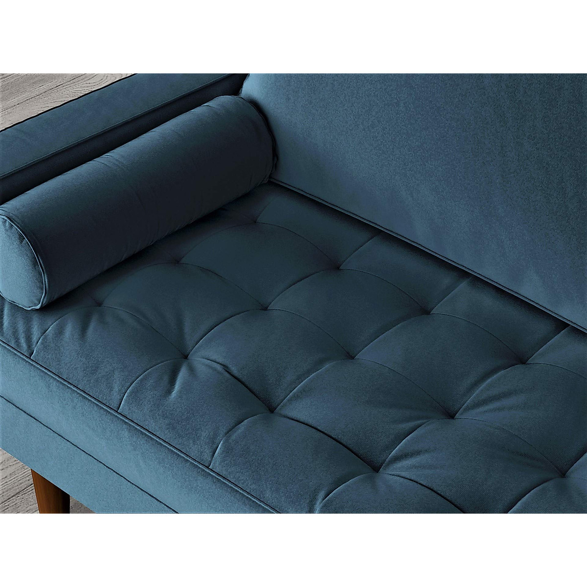 Container Furniture Direct S5456 Mid Century Modern Velvet Upholstered Tufted Living Room Sofa, 69.68", Prussian Blue