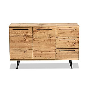 Baxton Studio Radley Oak Brown Finished Wood 3-Drawer Sideboard Buffet