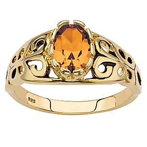 PalmBeach Silver or Gold Plated Sterling Silver Simulated Birthstone Ring Size 8 Month 11