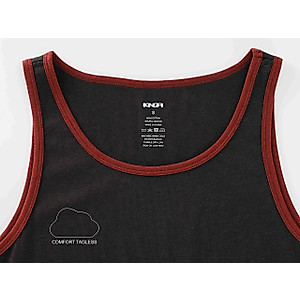 KNQR Men's Casual Retro Slim Fit Workout Gym Muscle Running Tank Top Undershirts Sleeveless Shirts H.Charcoal/Rusty L