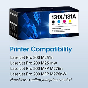 131X 131A Compatible Toner Cartridge 4-Pack, Replacement for HP 131X Toner