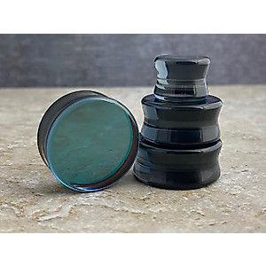 Mystic Metals Body Jewelry Pair of Iridescent Smokey Glass Double Flare Plugs (PG-577) (3/4" (19mm))