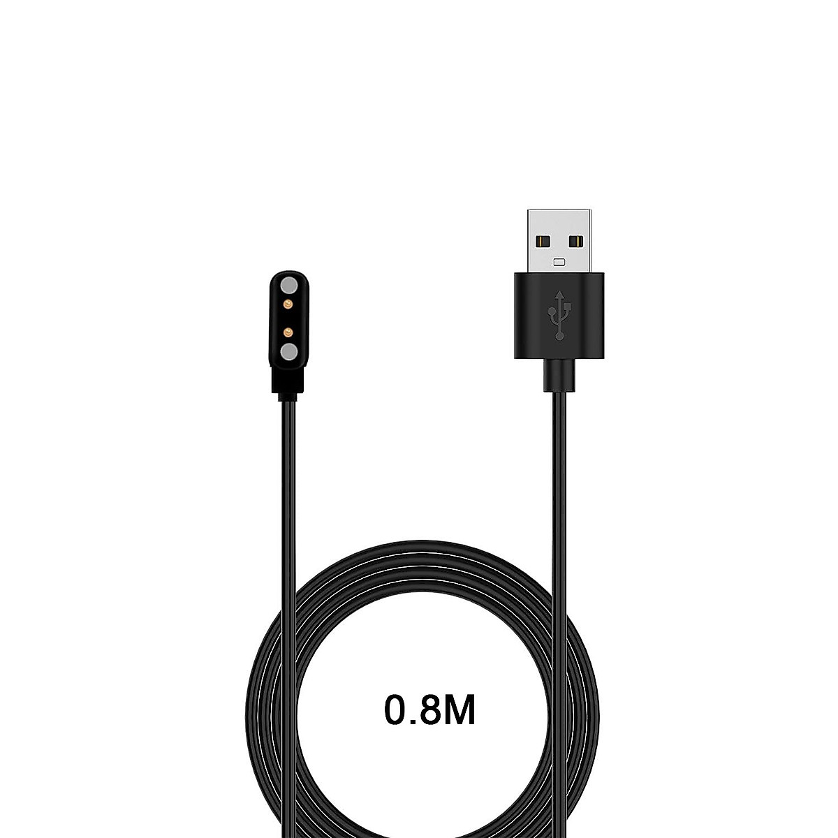 Enpei Smart Touch Charging USB Cable Compatible for P22 & P25 & Y20 & DT96 & KW10 & KW20 Smart Watch 2 pin Strong Magnetic Suction Charger Cable 2PCS- Black