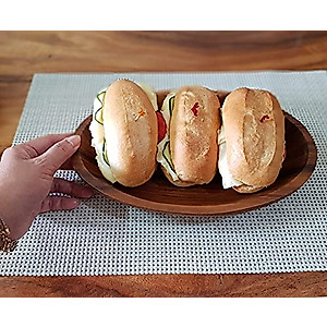 WRIGHTMART Wooden Bowl for Food, Versatile, Useful as a Jewelry and Coin Catchall or a Oval Shaped Server for Salads, Pasta, Nut Mixes, Durable, Decorative, Small Acacia Wood Bowl, 10.75" x 7"x 1.5"