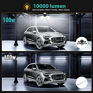 AYSEMO 100W 10000LM Super Bright Led Light Bulbs, 6500K Daylight Garage Light Bulb with 5 Adjustable Panels, E26/E27 Screw in Garage Lighting LED, High Bay Light for Garage Basement Barn