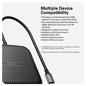 HyperDrive Dual Monitor USB4 Mobile 7-in-1 Docking Station - Dual 4K60Hz, Upstream Port w/ 85W PD, Gigabit Ethernet, Laptop Docking Station w/ 10Gbps USB-A