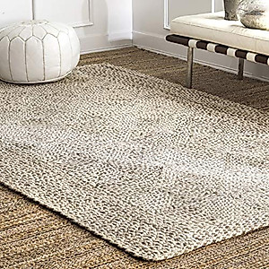 nuLOOM Braided Yvette Trellis Jute Area Rug, 4' x 6', Natural