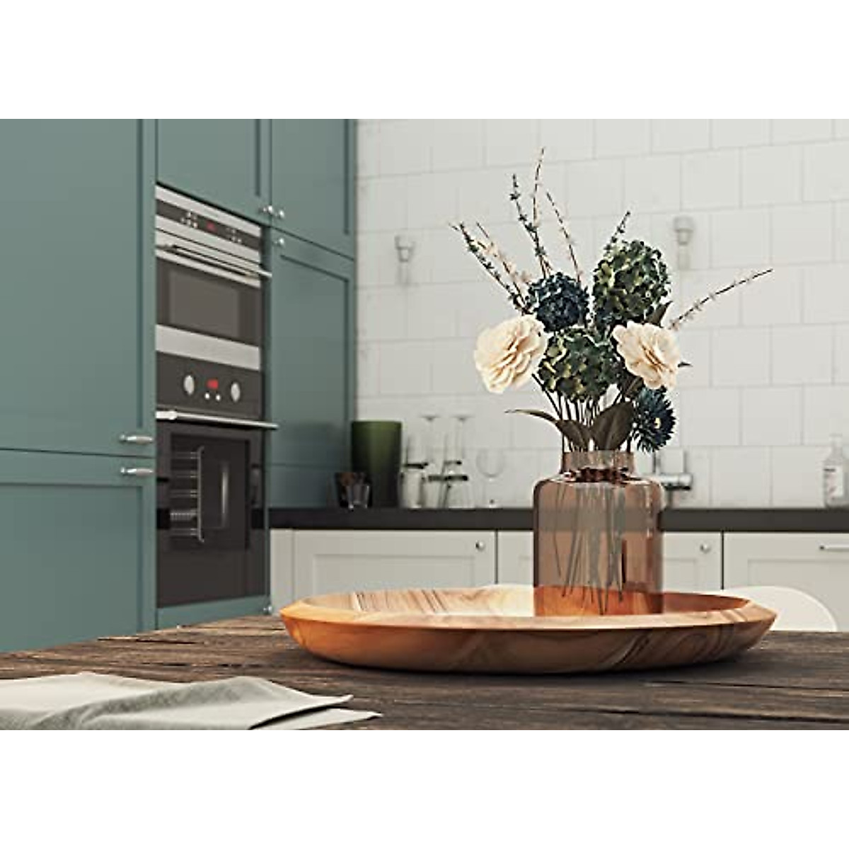 Lipper International 1281 Acacia Grand Centerpiece Platter for Serving for Meats, Cheeses, and Crackers, 18" Diameter x 2" Height