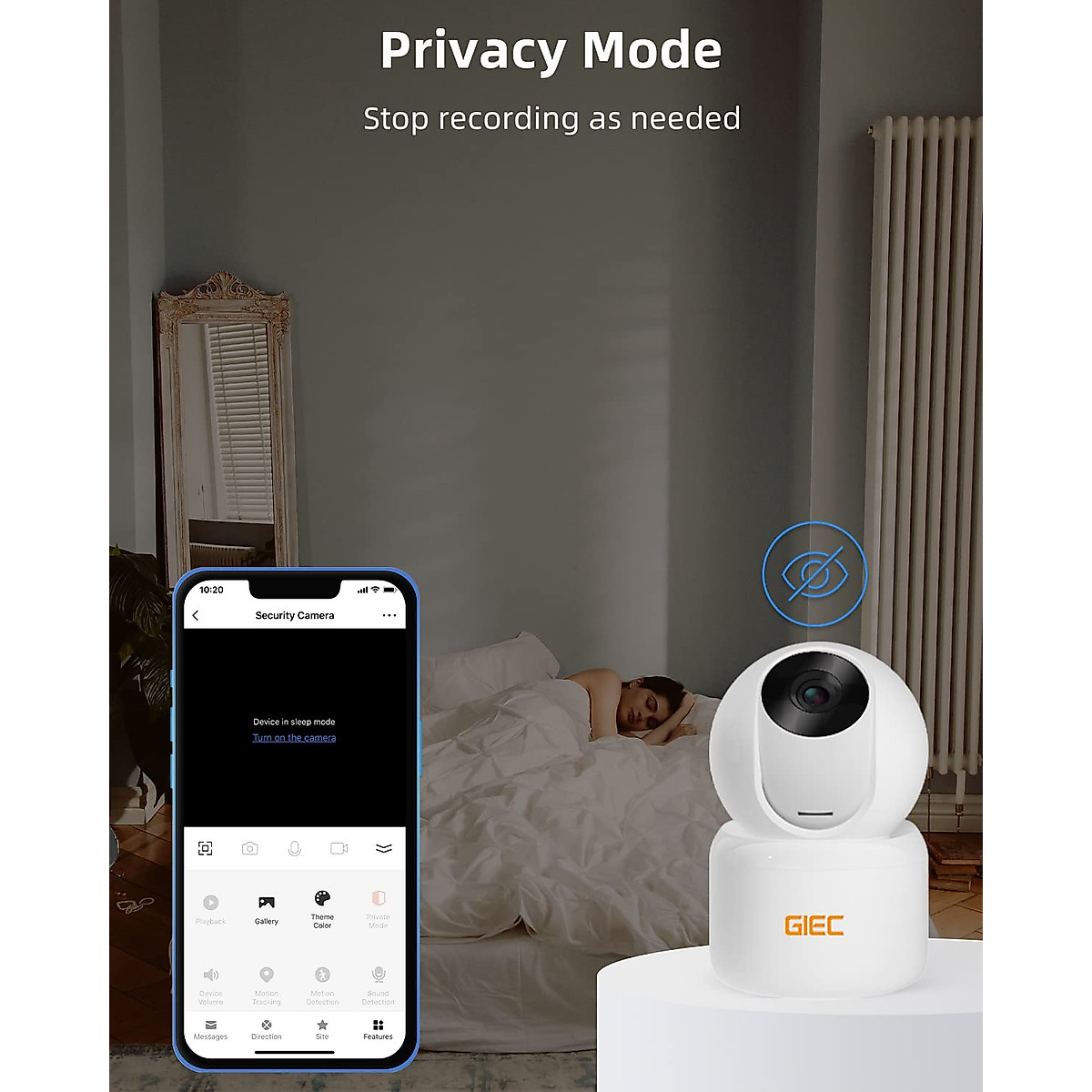 GIEC Indoor Security Camera for Home 2K HD Kids/Pet Camera Pan Tilt Smart WiFi Cameras 360 Degree Dog Cam with Two-Way Audio, Motion Detection,Night Vision,Cloud & SD Card Storage