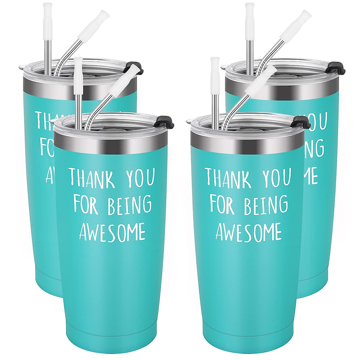 Gtmileo Thank You Gifts for Women, 2 Pack Thank You for Being Awesome Stainless Steel Insulated Travel Tumbler, Appreciation Christmas Gifts for Coworker Teacher Employee Friends(20oz, Rose Gold&Mint)