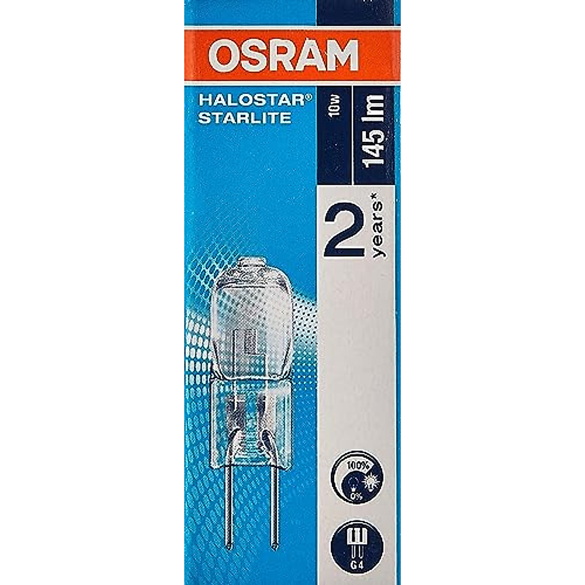OSRAM 64415-S Clear, 10W, LAMP, 4000HRS, 2PIN, Halogen, 4G, 12V