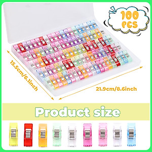 GMMA 120 Pcs Mix Colors Sewing Clips Acrylic Transparent Multifunctional Premium Quilting Clips，Storage Bag Clips, Sewing Clips for Fabric，Plastic Clips for Crafts