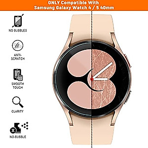 SPGUARD [4 Pack Galaxy Watch 4 40mm Screen Protector & Galaxy Watch 5 40mm Screen Protector, Tempered Glass Screen Protector Accessories for Samsung Watch 4 40mm/ Watch 5 40mm (NOT for Other Models)