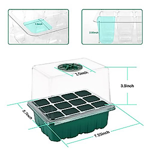 Seed Starter Tray, 6PCS Seed Starter Kit with Grow Light, Seedling Trays with Humidity Domes, Covers Height 3.9", Indoor Gardening Plant Germination Trays (12 Cells per Tray)