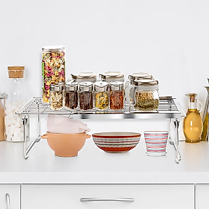 Expandable Cabinet Shelf Organizer 16.7"-24.8" Heavy Duty Freezer Shelf, Chest Freezer Organizer Bins Metal Wire Baskets