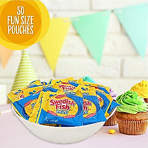 SWEDISH FISH Mini Gummy Candy, Individual Pouches Fun Size, 50 Count Pack