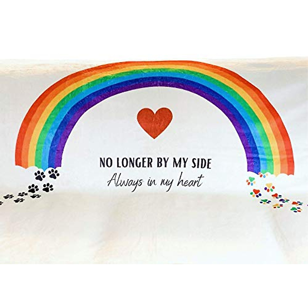 Catrageous Pet Memorial Blanket - Over The Rainbow Bridge Bereavement Gift for Dog or Cat Loss - with Comforting Heartfelt Sentiment and Colorful Pawprints