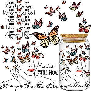 UV DTF Transfer Sticker, 5Sheets Rub on Transfer Stickers for Glass Cups,Waterproof UV DTF Cup Wrap Rub on Transfers Stickers Decals, Clear Film Transfer Paper UV DTF Cup Wraps Transfer Sticker