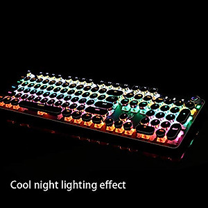 LANOA Gaming Mechanical Keyboard, Metal Panel,LED Backlit,USB Wired,Typewriter-Style Round Keycaps,for Laptop Desktop PC Black