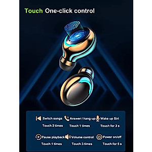 True Wireless Earbuds Bluetooth 5.0 Headphones Touch Control with Wireless Charging Case IPX7 Waterproof Stereo Earphones in-Ear Built-in Mic Headset Premium Deep Bass Black