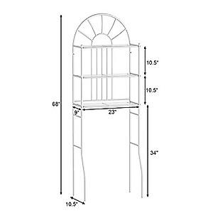 Tangkula Bathroom Space Saver, 3-Tier Over The Toilet Storage Rack, Bathroom Organizer with Metal Frame Shelf for Home Bathroom Laundry, 23.5 x 10.5 x 68 Inches, White