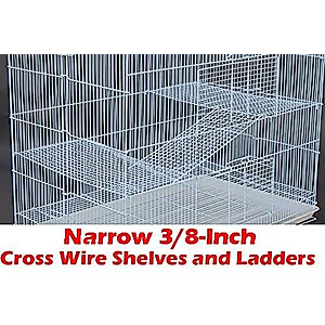 New Large 3 Levels Ferret Chinchilla Sugar Glider Rats Animal Cage, Narrow 3/8-Inch Bar Spacing (30" L x 18" W x 24" H White)