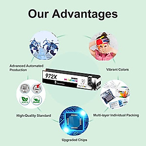 Miss Deer Upgraded Compatible 972X Black Ink Cartridges Replacement for HP 972 X 972A High Yield for HP PageWide Pro 477dw 577dw 452dn 452dw 477dn 552dw MFP P55250dw P57750dw Printers (1 Black)