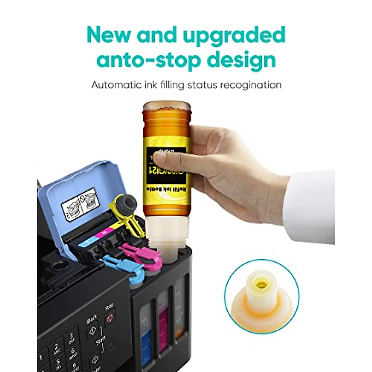 ecodot Compatible Refill Ink Bottles Replacement for Canon GI-21 GI21 GI-20 for G3260 G2260 G1220 All-in-One Wired Supertank(MegaTank) Printers (1 Black,1 Cyan,1 Magenta,1 Yellow, 4 Pack)