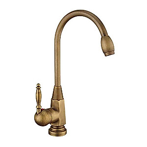ShiSyan Y-LKUN Antique Brass Faucet Rotating Single Handle Single Hole Faucet Hot & Cold Water Tap with Water Saving Anti-Splash Nozzle