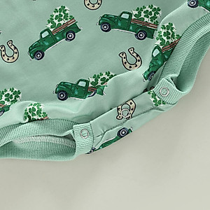 Lamuusaa Newborn Baby Girl Boy St. Patricks Day Outfit Green Clover Romper Sweatshirt Oversized Shirts Spring Clothes (Green Car, 0-3 Months)