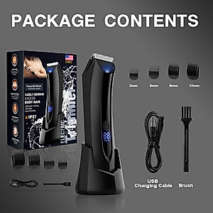 2023 Electric Groin Hair Trimmer, Ball Trimmer for Men Nose Hair Trimmer, Replaceable Ceramic Blade Heads, USB Recharge Dock & Nose Hair Trimmer, Waterproof Wet & Dry Shaving Male Hygiene Razor