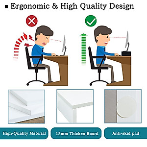 TEAMIX White Monitor Stand Riser-2 Pack,Wood 2 Tier Adjustable Dual Monitor Riser for 2 Monitors/Laptop/PC Computer Stand for Desk