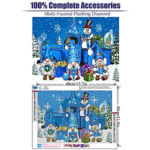 Akahllc Christmas Diamond Painting Kits,Gnome Diamond Art Kit for Adults,Winter Diamond Art Kit 5D Winter Paint with Diamond Full Drill for Parents-Children Interrction,Wall Decor(12x16)