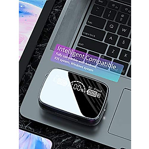 YISMO Wireless Bluetooth Earbuds W/Charging Box, Power Bank, LED Display, Flashlight, Mirror, Noise-Cancelling Deep Bass Stereo, Waterproof, for Android, Apple, iOS, Works w/Most Software and Games