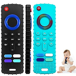 2 Pack Baby Infant Teething Toys for Babies 3-36 Months, Silicone Remote Control Teethers for Baby, 1 Year Old Toys Teething Relief Chew Toys