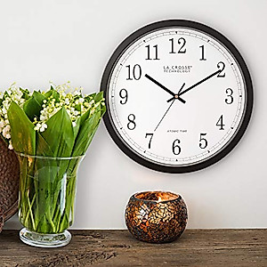 La Crosse Technology WT-3143A-INT 14-Inch Atomic Wall Clock, Black