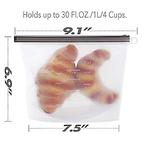 Reusable Silicone Food Bag Storage, 4 Packs
