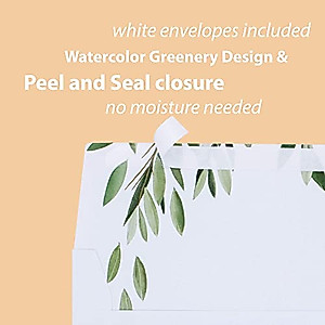 Gooji 4x6 Greenery Leaves Gold Foil Thank You Cards (Bulk 20-Pack) Matching Peel-and-Seal White Envelopes | Assorted Set, Watercolor | Birthday Party, Baby Shower, Weddings, Greeting, Blank Notes