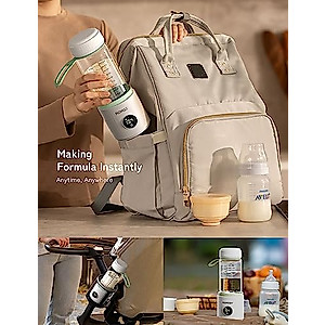 Momssy Portable Bottle Warmer, Baby Milk Warmer for Breastmilk Formula, Travel Bottle Warmer, Smart 4 Temperature Setting with USB Rechargeable Cordless, Auto Shut-Off, Multifunctional Bottle Warmer