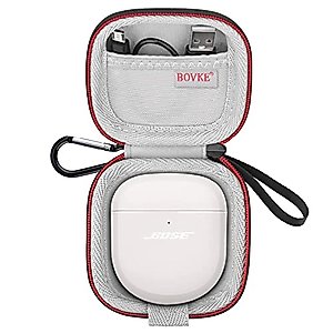 BOVKE Carrying Case for Bose QuietComfort Earbuds II/Bose QC Earbuds 2 Wireless Noise Cancelling in-Ear Headphones, Extra Mesh Pocket for Cables and Eartips, Black (Case Only)
