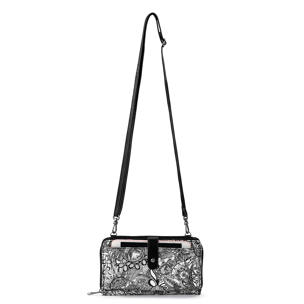 Sakroots Unisex-adults Artist Circle Large Smartphone Cross-Body Phone Wallet,Black/White Spirit Desert