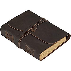 Leather Journal - Vintage Lined Journal for Women - Leather Notebook Journal for Men - Refillable Journals for Writing - Small Leather Bound Travel Diary - Daily Journal to Write In,Teak 5”x7”, 400PG